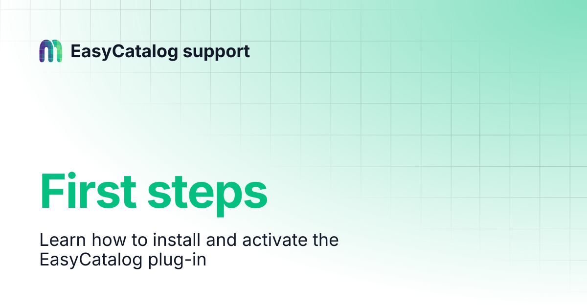 First steps | EasyCatalog support
